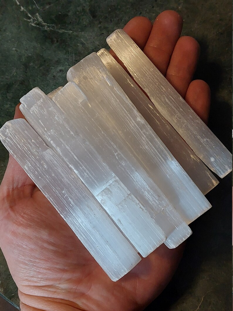 Selenite Stick 4 Inch, Pearly Selenite Stick, Rough Selenite, 4 ...