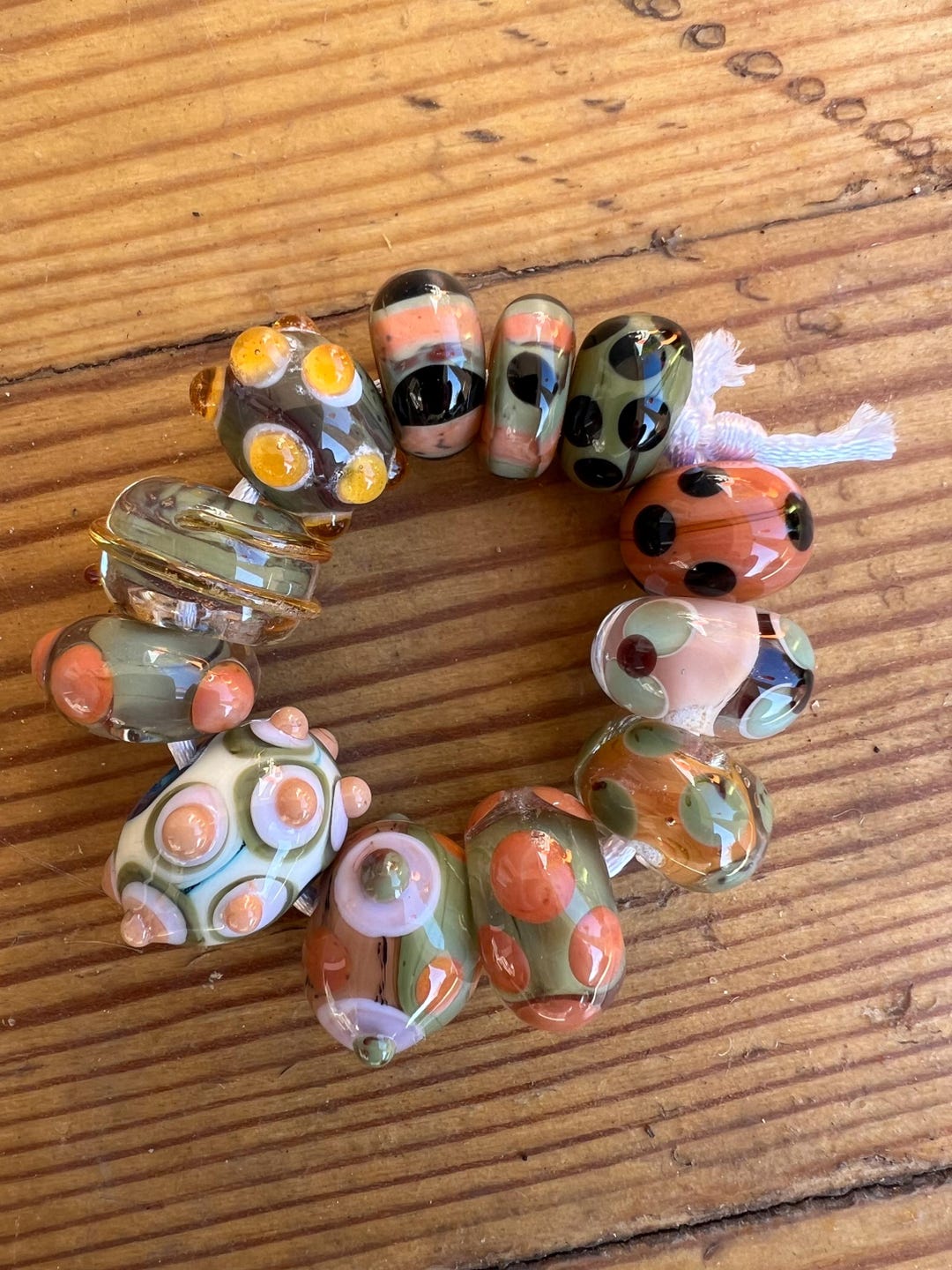 Lamp Work Glass Beads Set of 12 Hand Made Beads in Fall Colors Glass ...