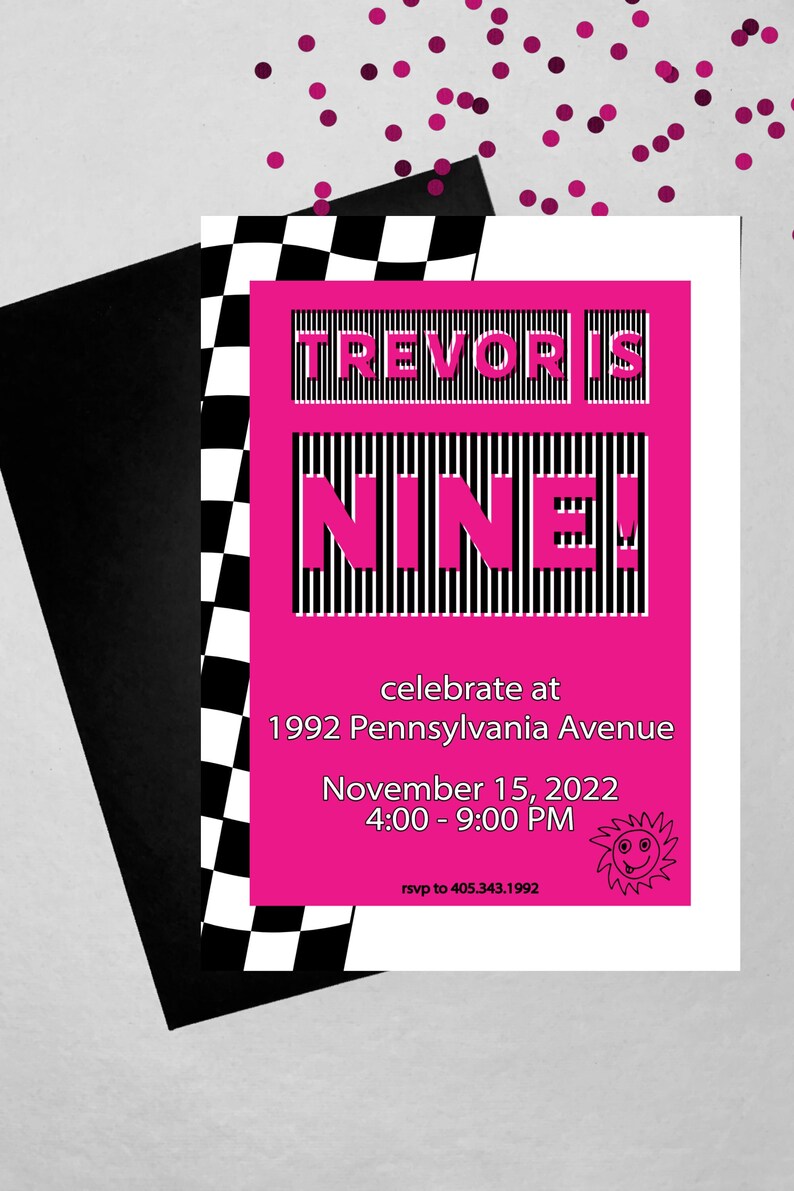 90s Skater Kid Birthday 90s Birthday Theme Invitation Neon Invite 1990s ...