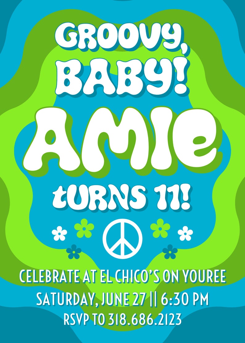 Hippie Kid Birthday Birthday Invitation Groovy Invite Tie Dye Birthday ...