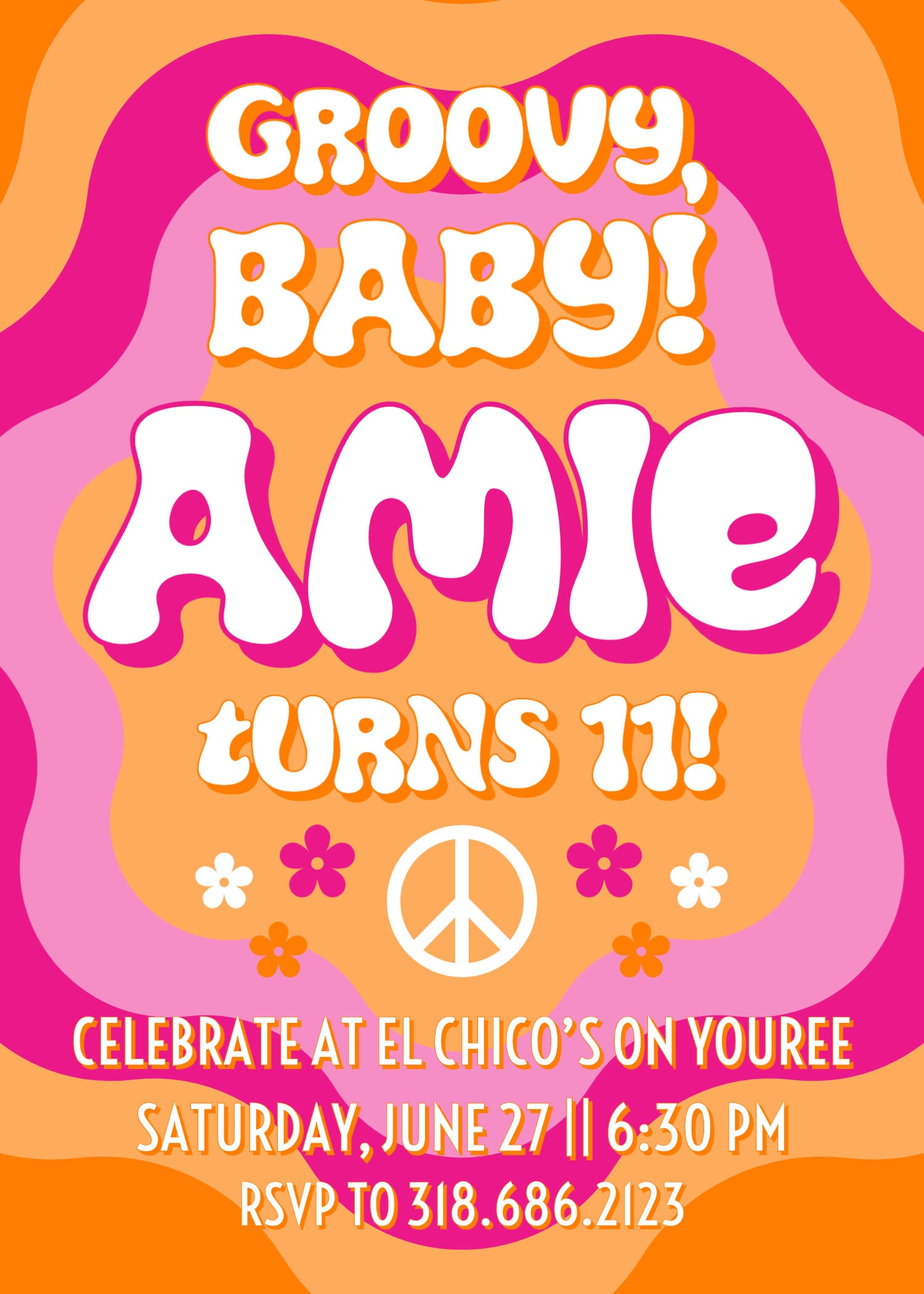 Hippie Kid Birthday Birthday Invitation Groovy Invite Tie Dye Birthday ...