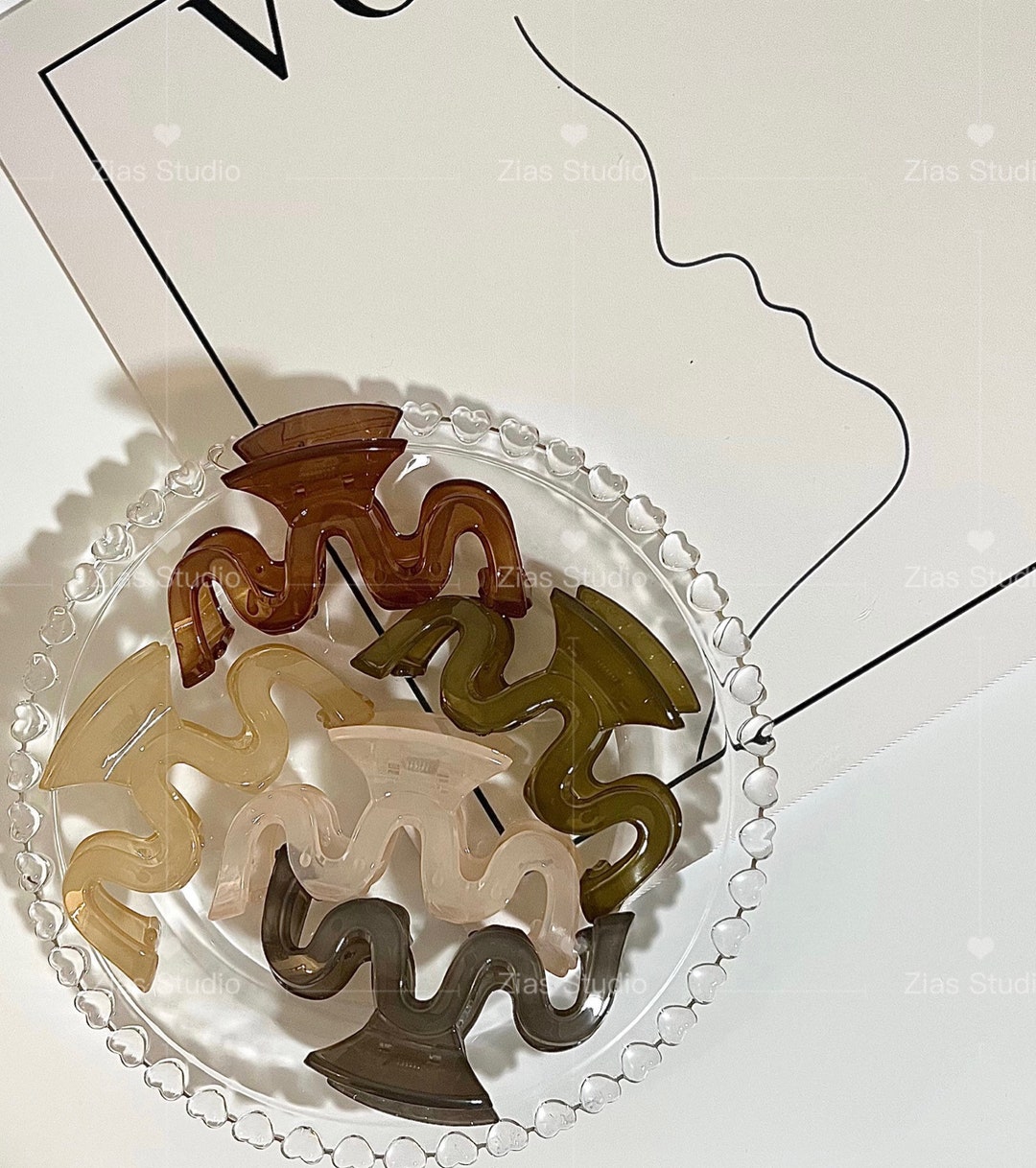 Wavy Hair Claw Clips/ S Shape Hair Claw/ Acetate Hair Clips/ Tortoise ...