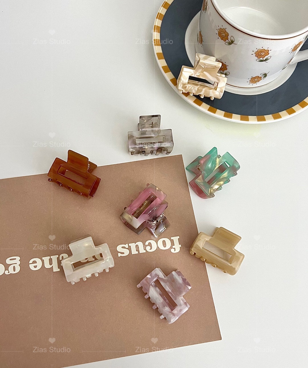 Tiny Rectangular Shaped Hair Clips/ Hair Claw/ Acrylics Hair Clip ...