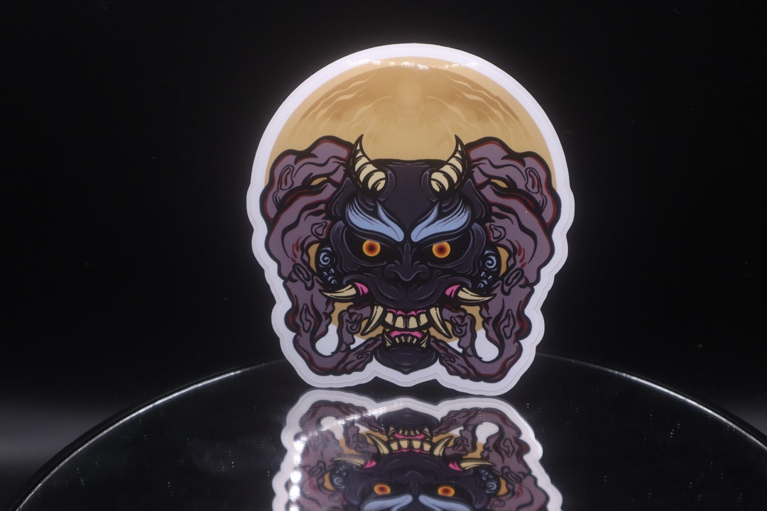 Japanese Moon Oni Demon Hannya Mask Holographic Gloss Matte Vinyl ...