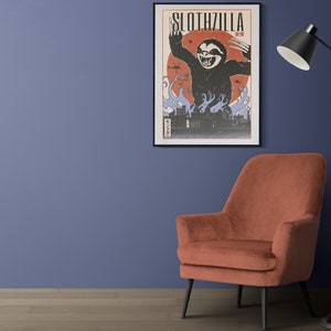 Slothzilla Sloth Funny Meme Vintage Retro Vermeer Art Print - Etsy