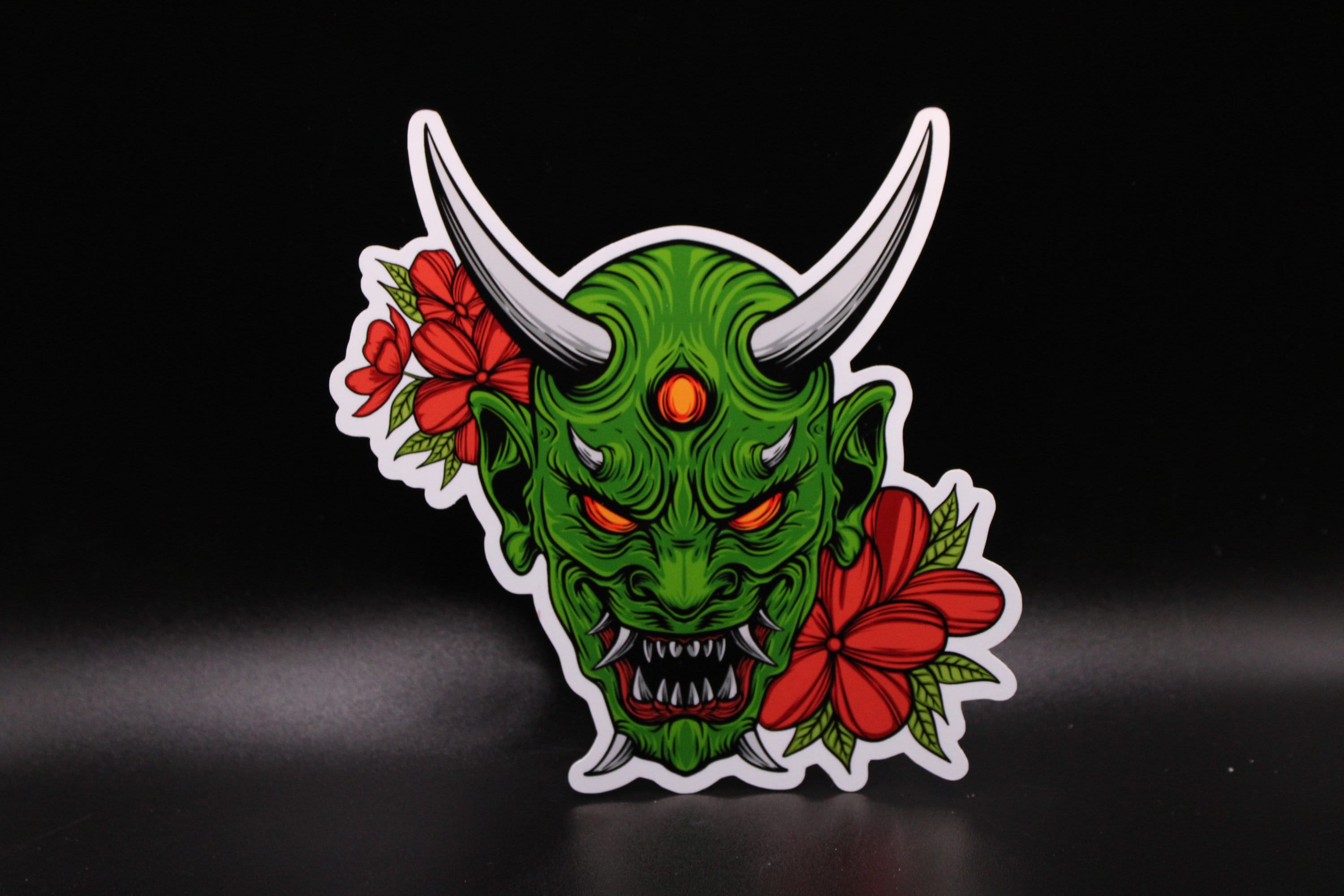 Japanese Green Oni Demon Hannya Mask Holographic Gloss Matte | Etsy