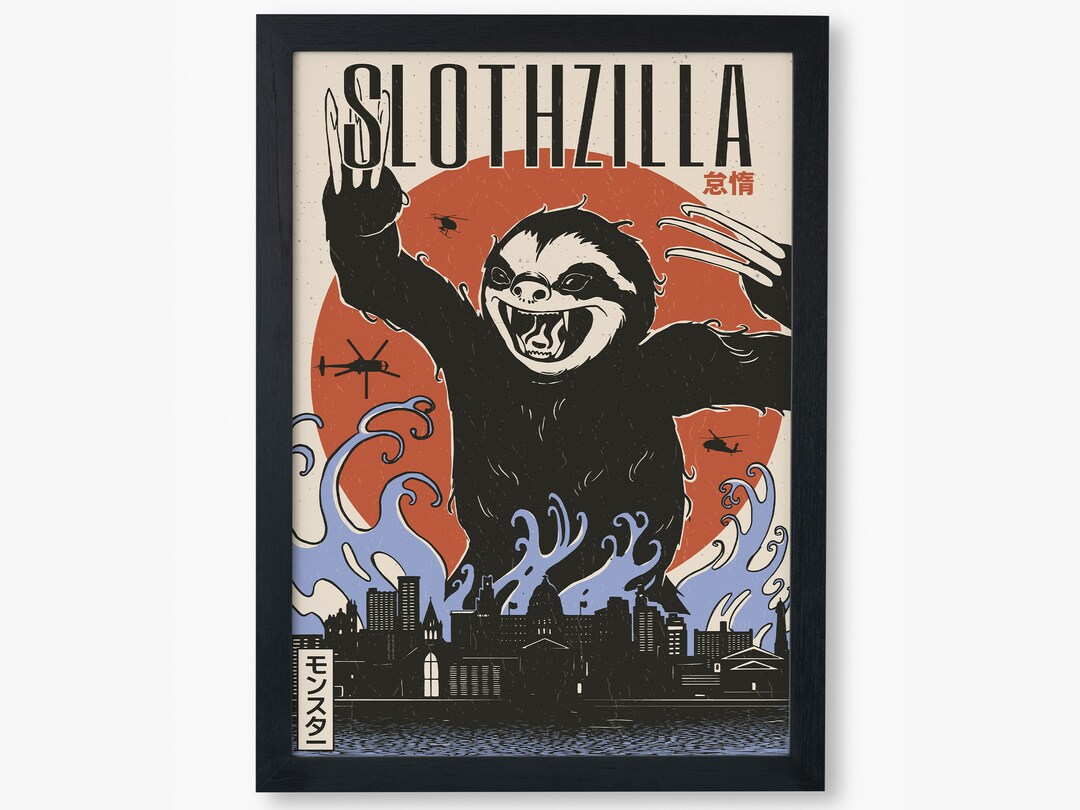 Slothzilla Sloth Funny Meme Vintage Retro Vermeer Art Print - Etsy