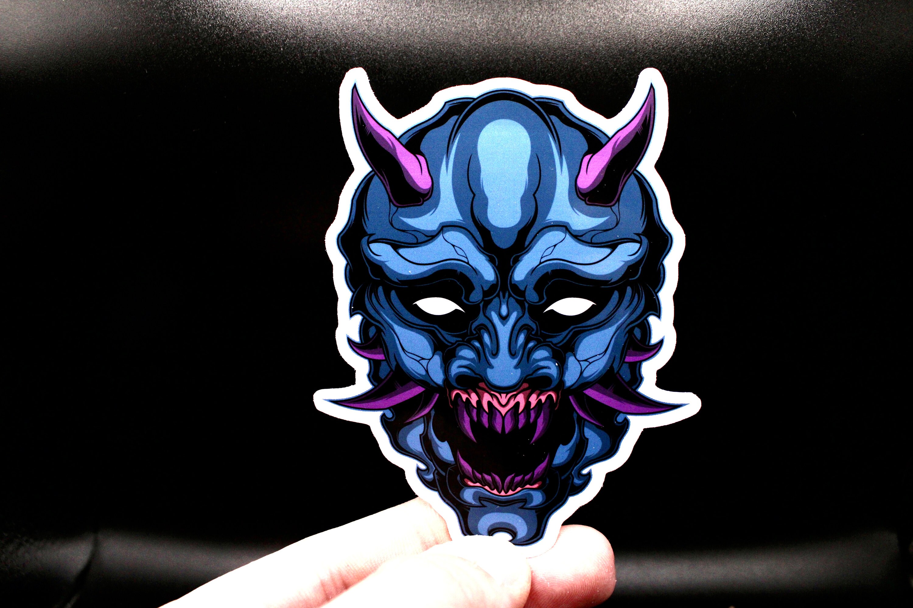 Japanese Blue Oni Demon Hannya Mask Holographic Gloss Matte | Etsy