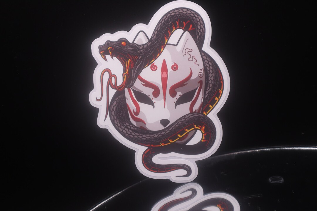 Japanese Snake Kitsune Oni Demon Hannya Mask Vinyl Sticker - Etsy