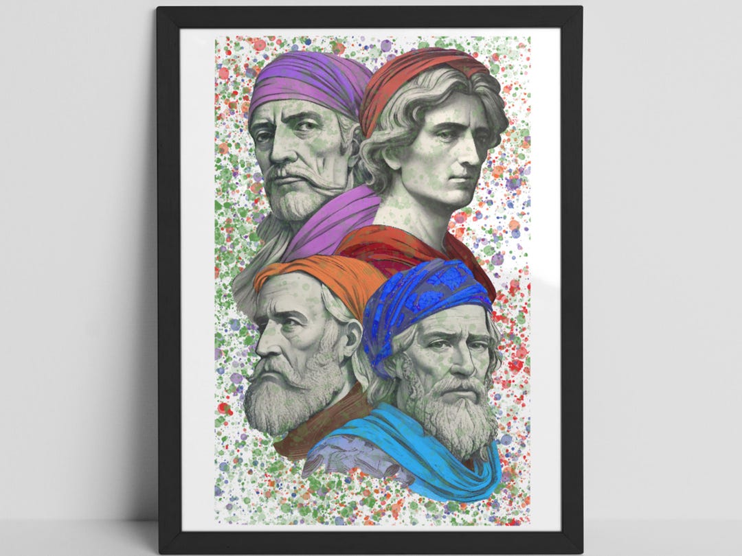 Funny Renaissance Parody Art Print - Old Men as Cartoon Heroes ...