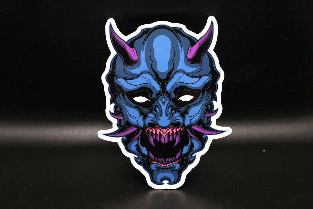 Japanese Blue Oni Demon Hannya Mask Holographic Gloss Matte Vinyl ...