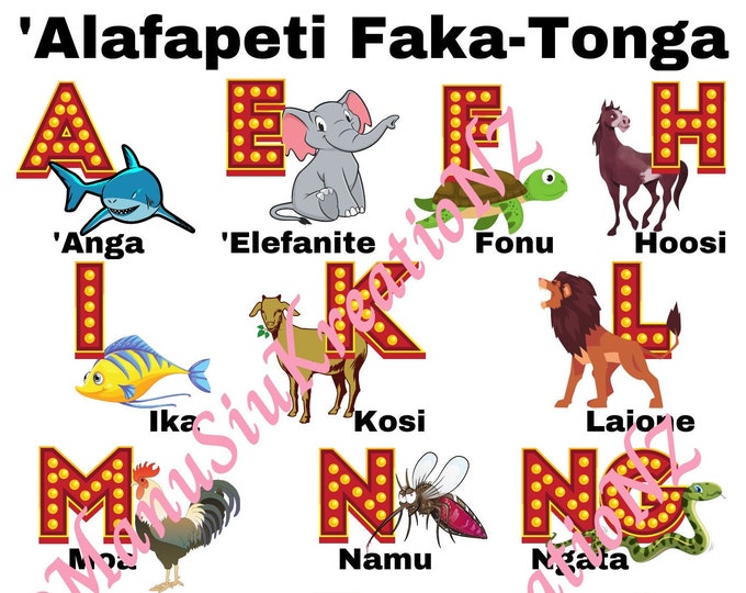 Kids Tongan Alphabet Animals / Alafapeti Faka-tonga - Etsy