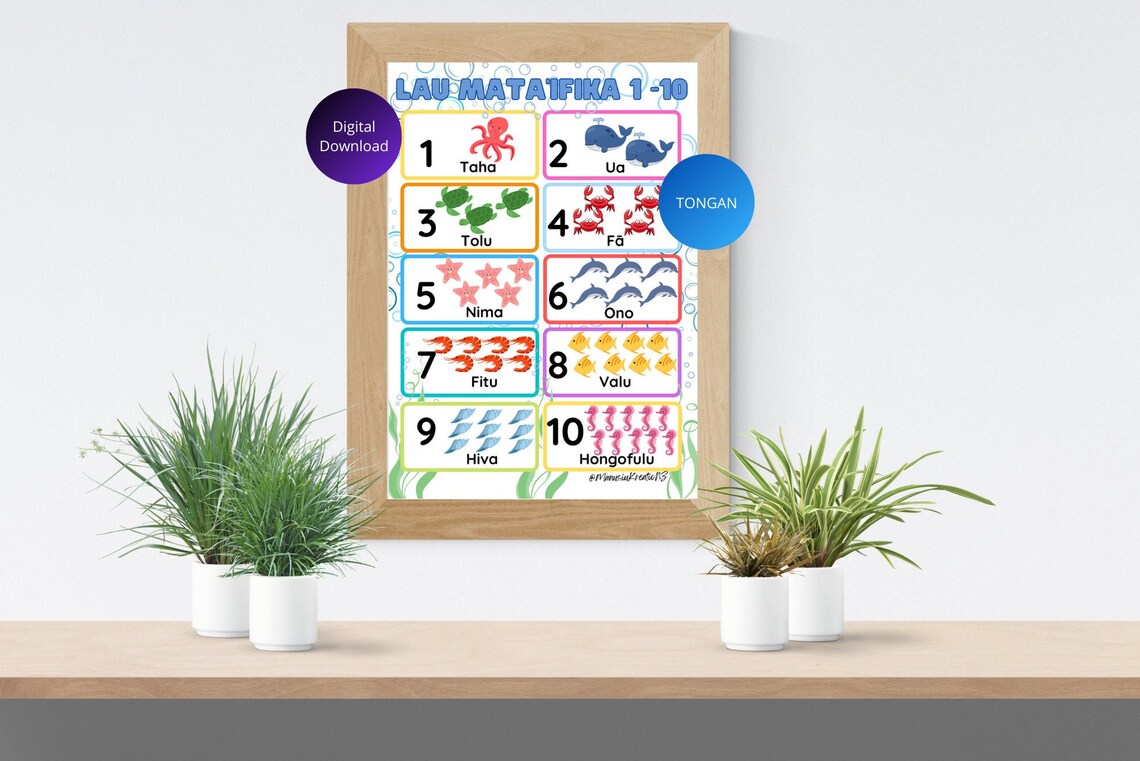 Counting Numbers in Tongan Poster / Lau Mata'ifika Faka-tonga 1-10 Sea ...