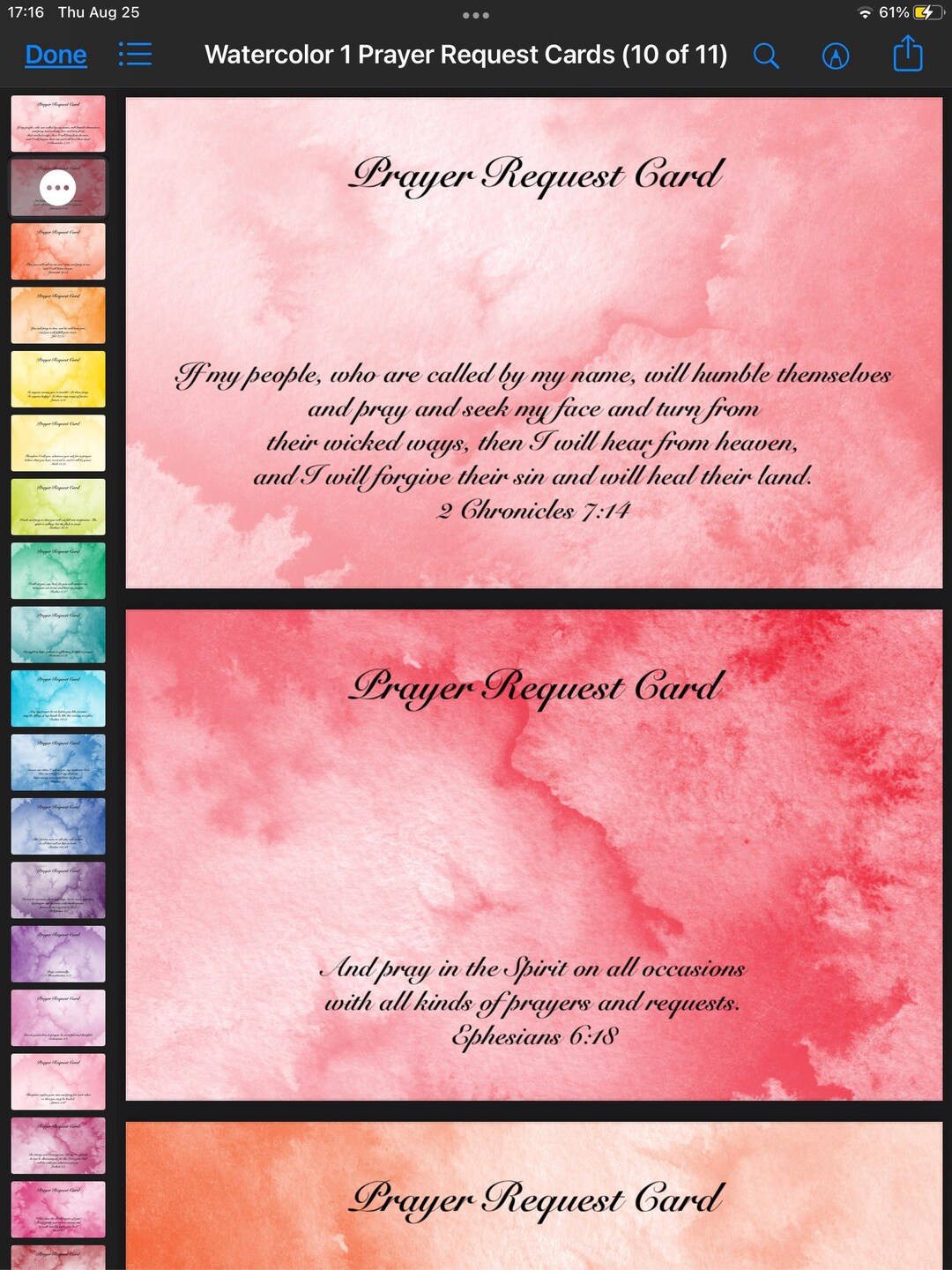 Digital Part B Watercolor#1 3x5 Printable Prayer Request Cards. PDF! No ...