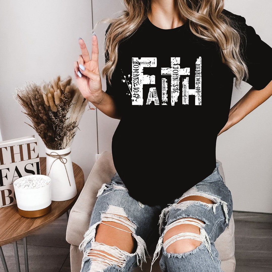 Christian Shirt, Bible Verse T-shirt, Religious Outfit, Retro Faith T ...