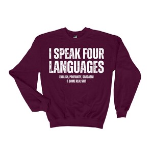 I Speak Four Languages Sweatshirt, Sarcasm Hoodie for Women, Profanity ...