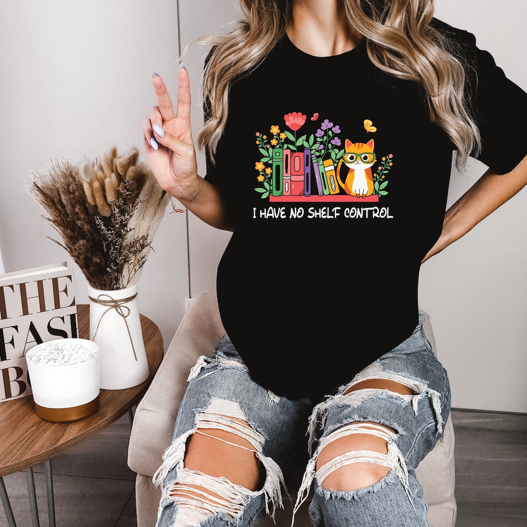 I Have No Shelf Control T-shirt,funny Book Lover Shirt,floral Reading ...