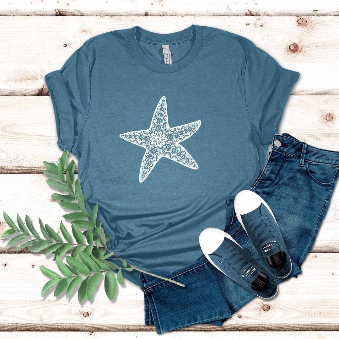 Beach Tee, Cute Starfish Mandala, Starfish Zentangle Design, Premium ...