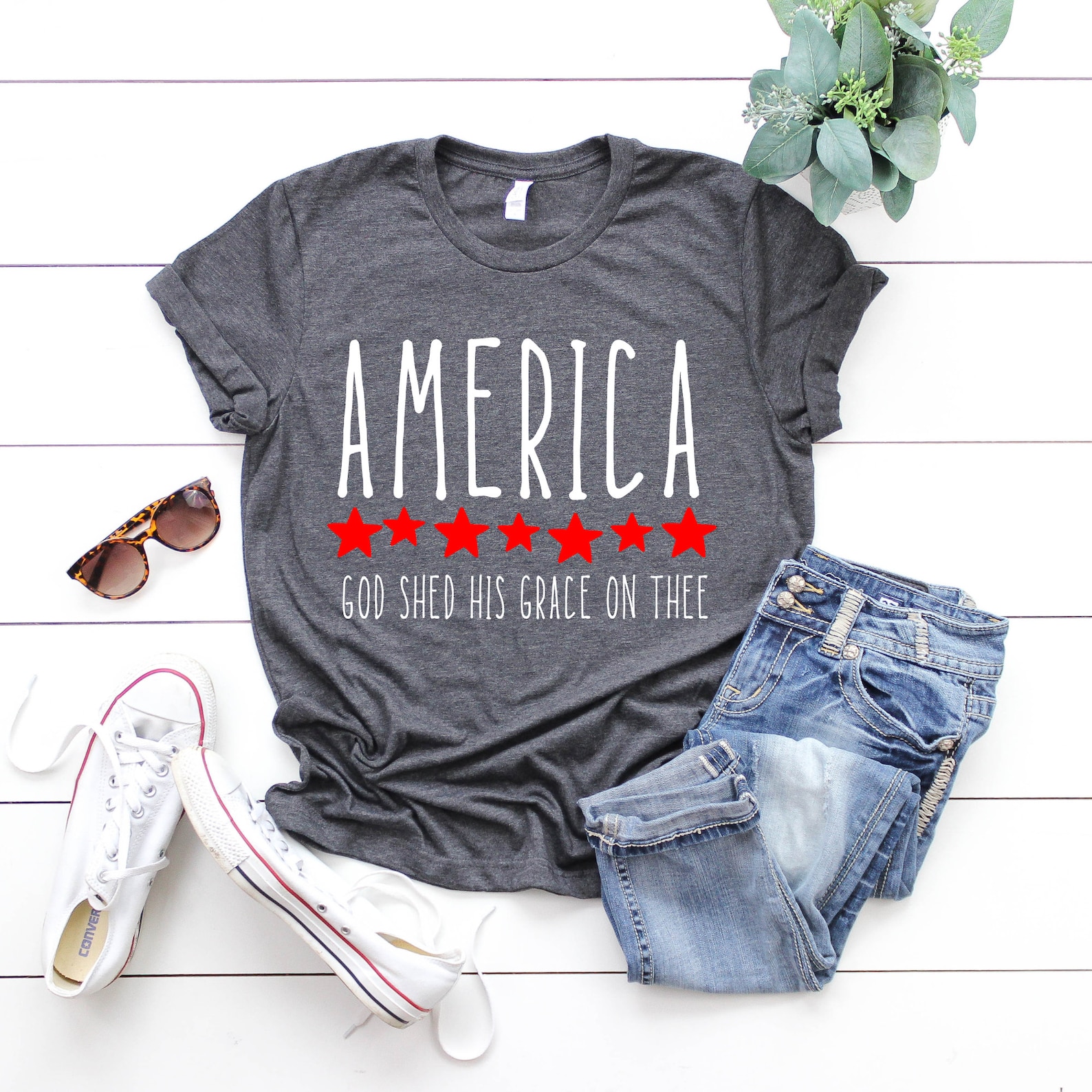 God Shed His Grace on Thee T-shirt, America Shirt, Fourth of July Shirt ...