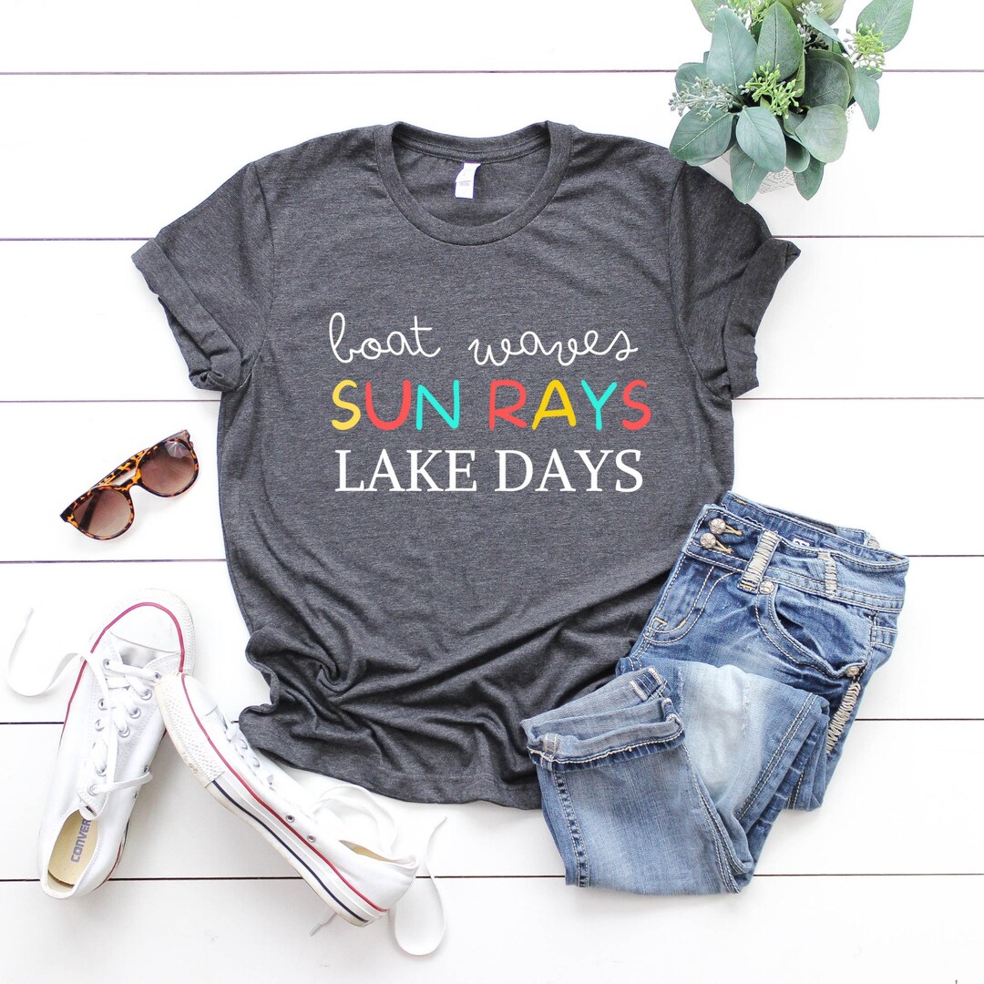 Lake Days Shirt, Boat Waves Sun Rays Shirt, Lake Trip T-shirt, Pontoon ...