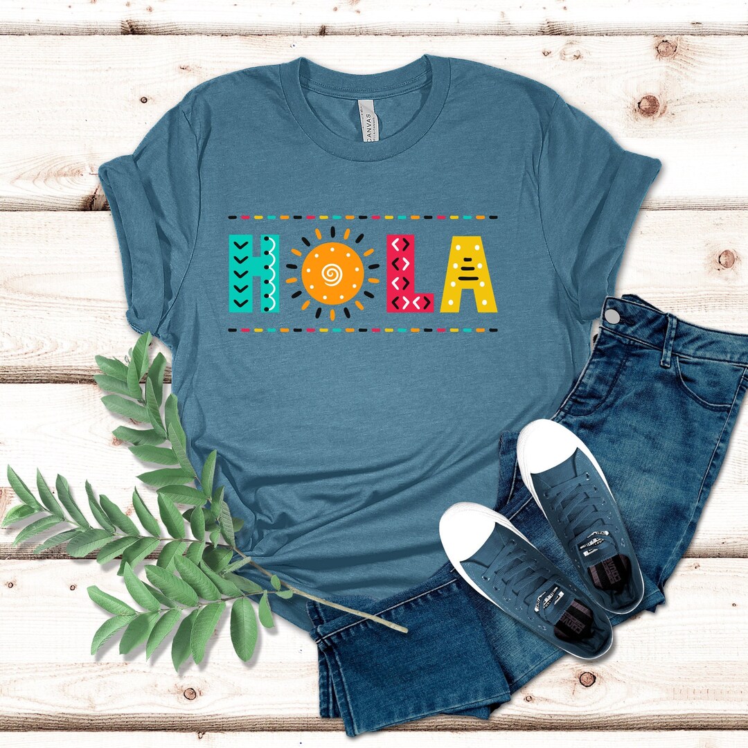 Hola Tshirt,retro Hola Sunshine Shirt,spanish Teacher Gift,mexican ...