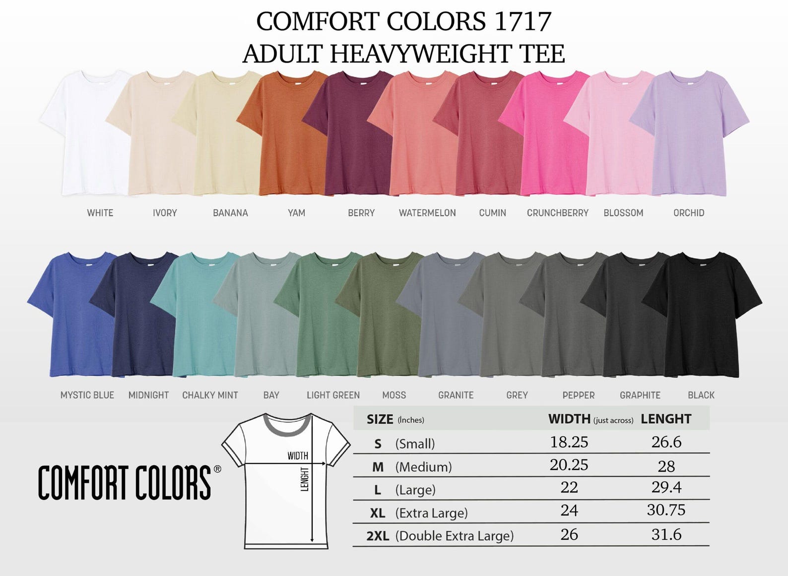 Blank Comfort Colors Shirts, Basic Shirts, %100 Cotton Trendy Soft ...