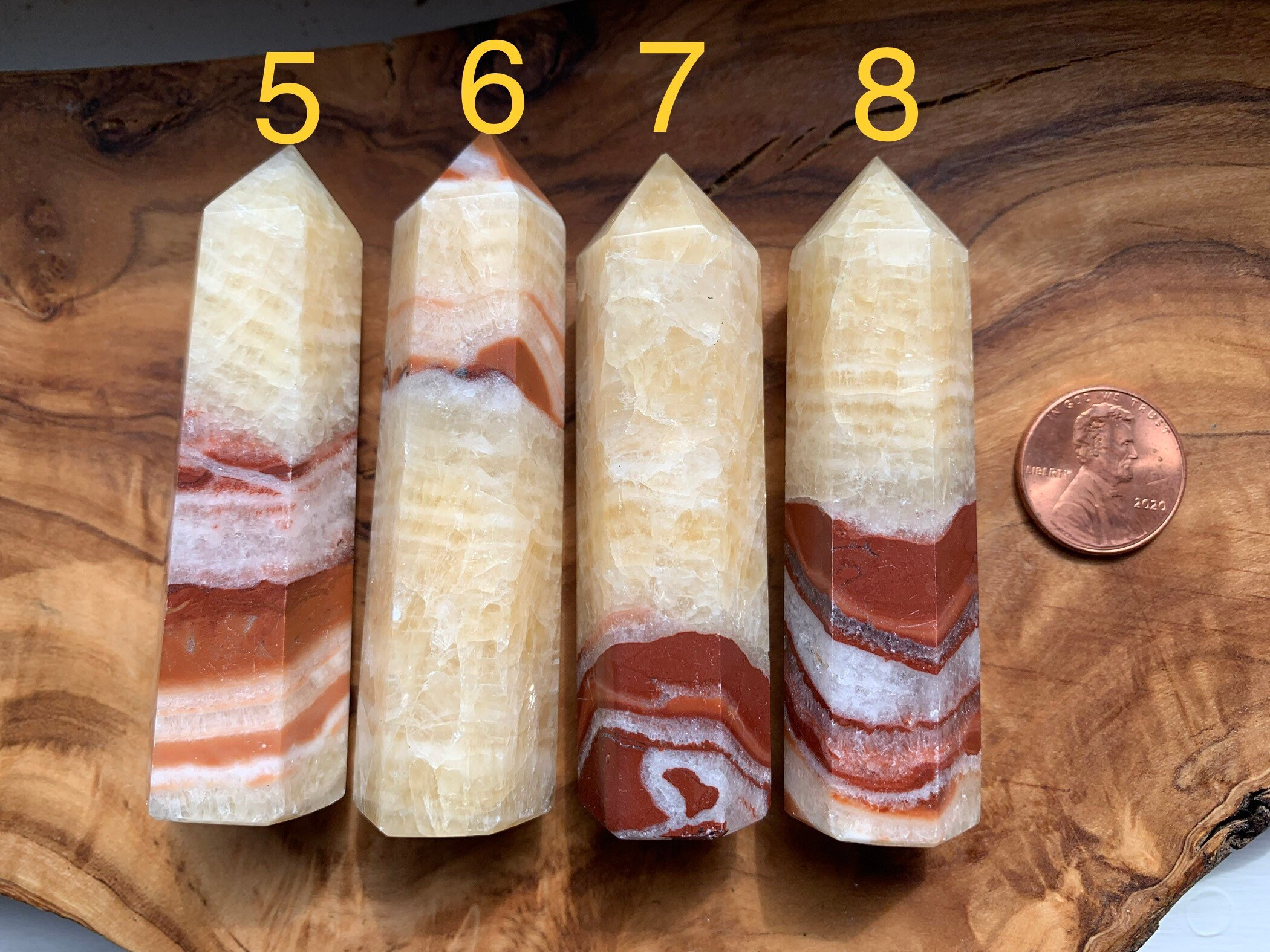 You Choose Yellow Calcite Crystal Points With Red Banding - Etsy