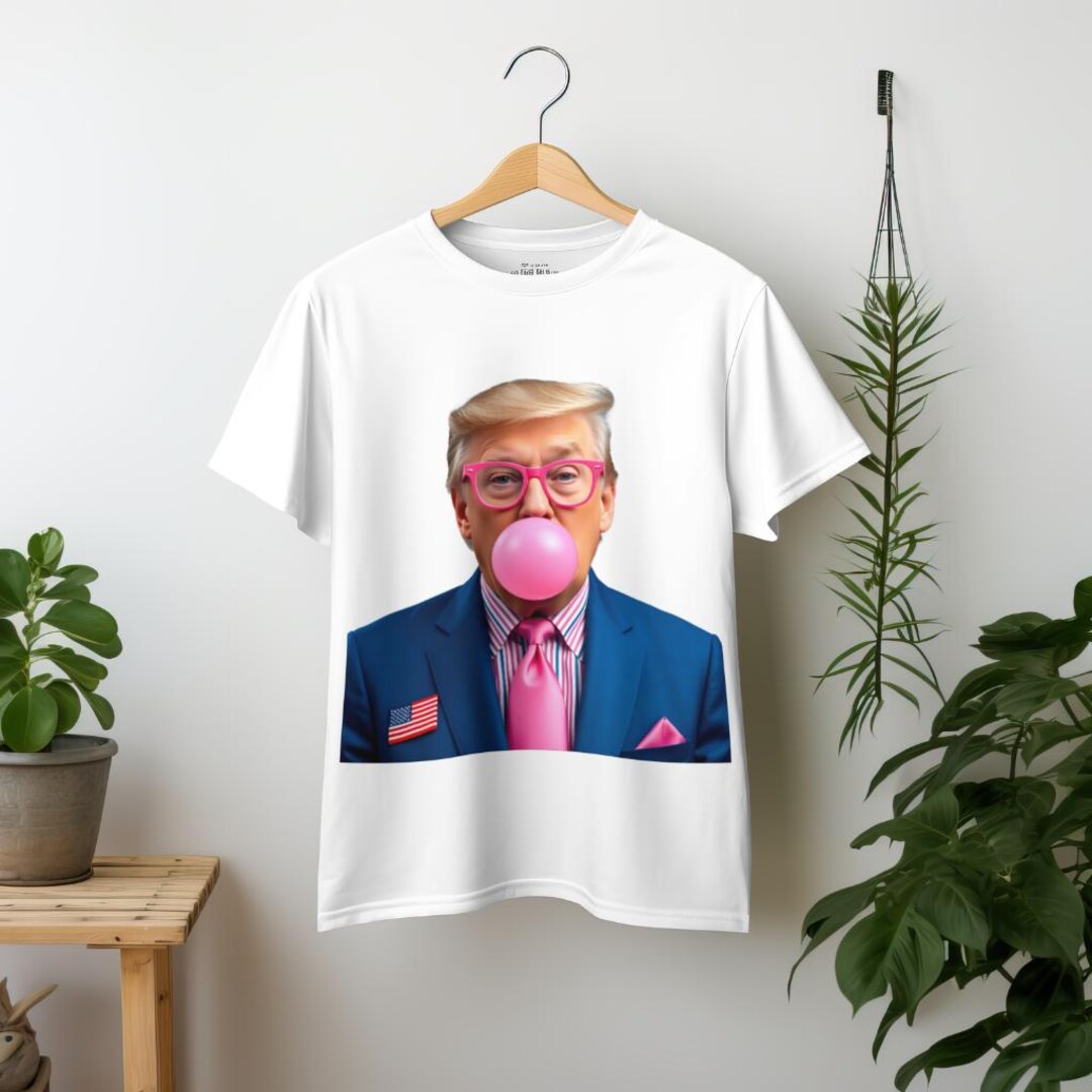 Donald Trump Blowing Bubble Gum Png, Funny Trump Shirts Png, Retro Pink ...