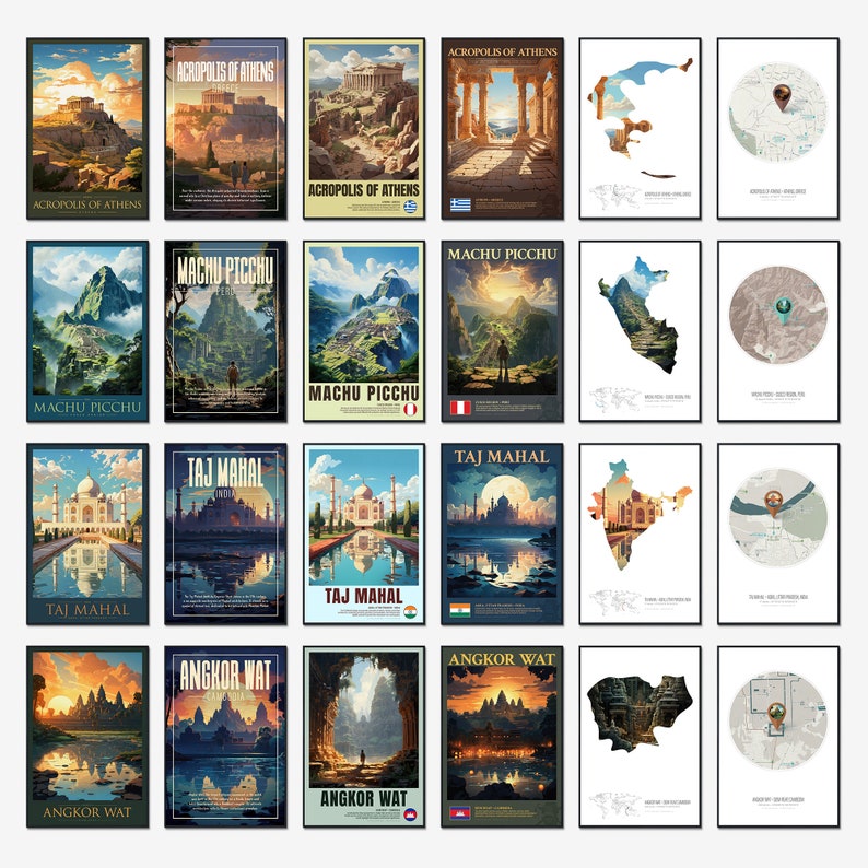 WORLD Travel Poster Set of 120 | WORLD Travel Print | Vintage Travel ...