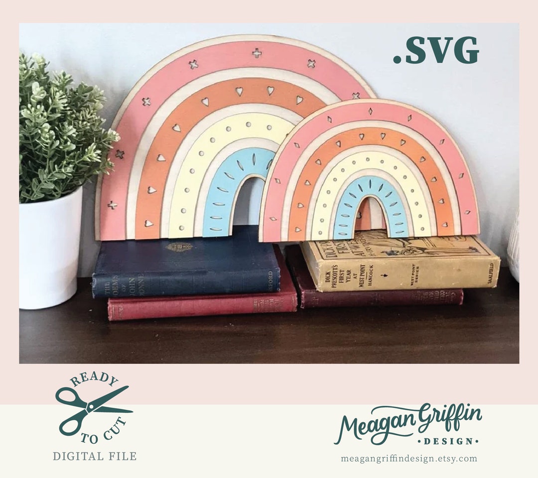 SVG Rainbow Design, Kids Book Shelf, Kids Room, Playroom, Laser-cut ...