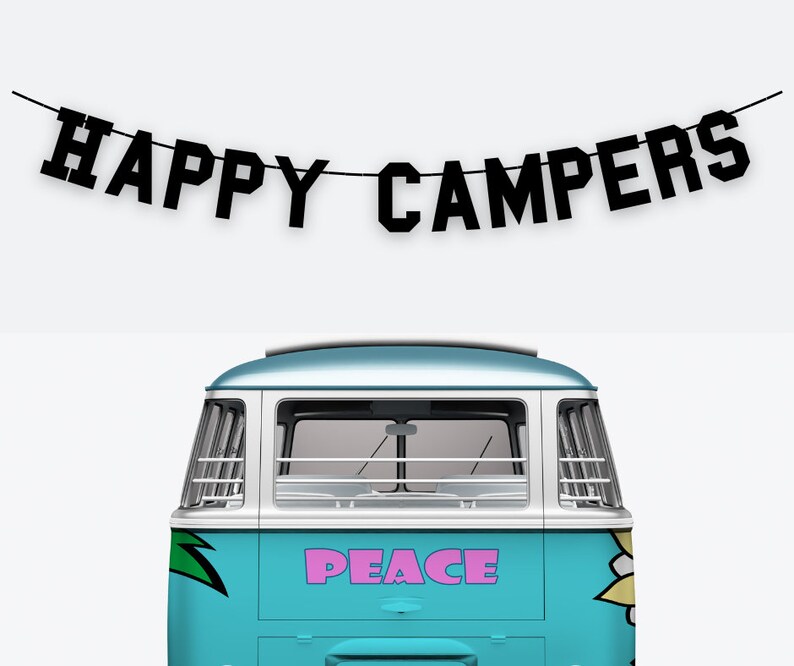Happy Campers Birthday Party Banner Camping Theme Birthday - Etsy