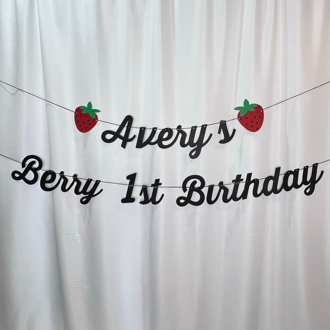 Custom Berry 1st Birthday Banner, Personalized Strawberry First ...