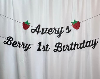 Strawberry 1st Birthday Banner - Etsy