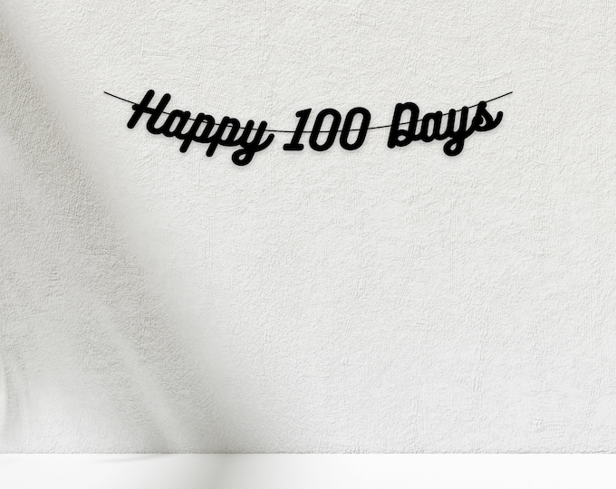 Happy 100 Days Banner, Hundredth Day Celebration Decoration, 100 Days ...