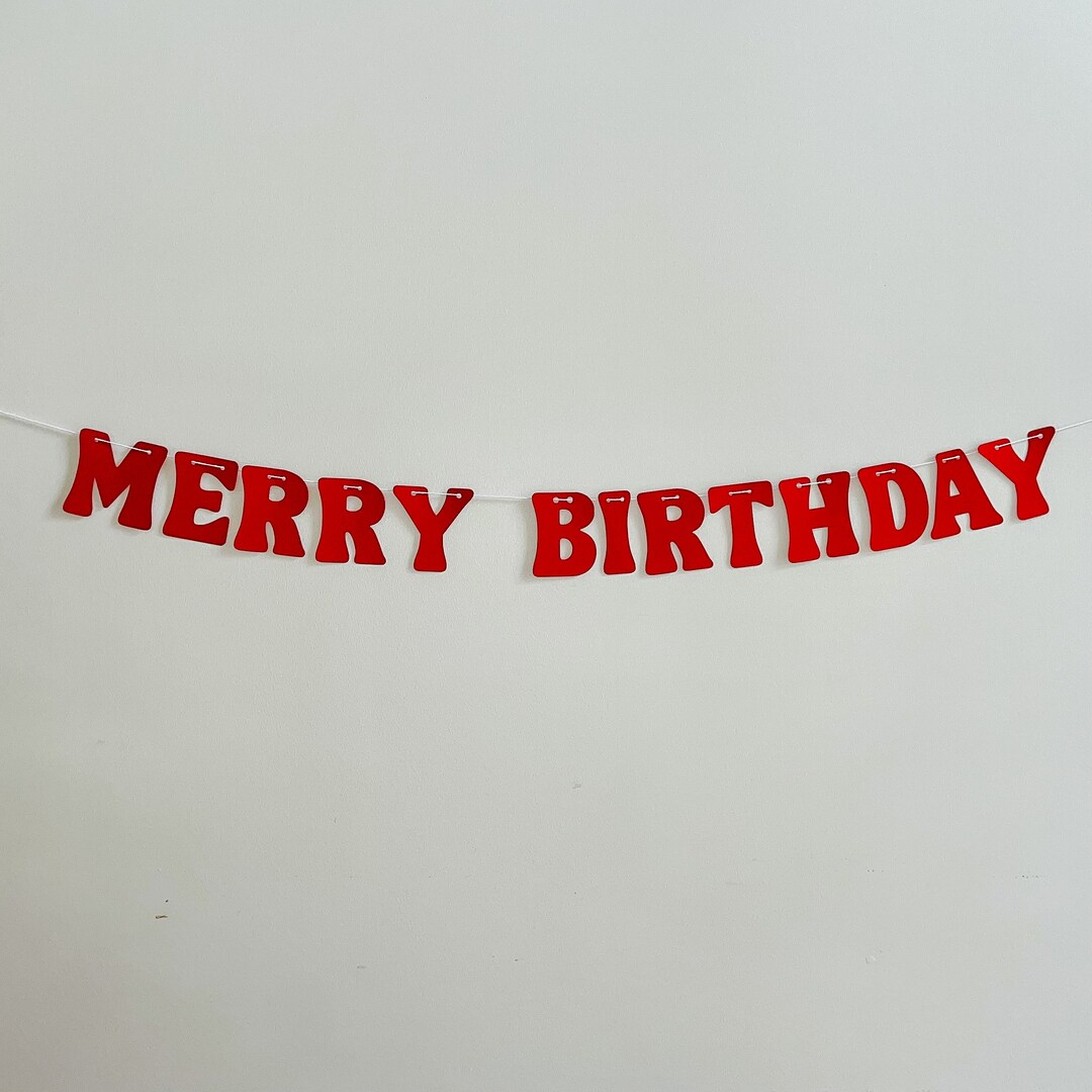 Merry Birthday Banner, Christmas Birthday Decoration, December Birthday ...