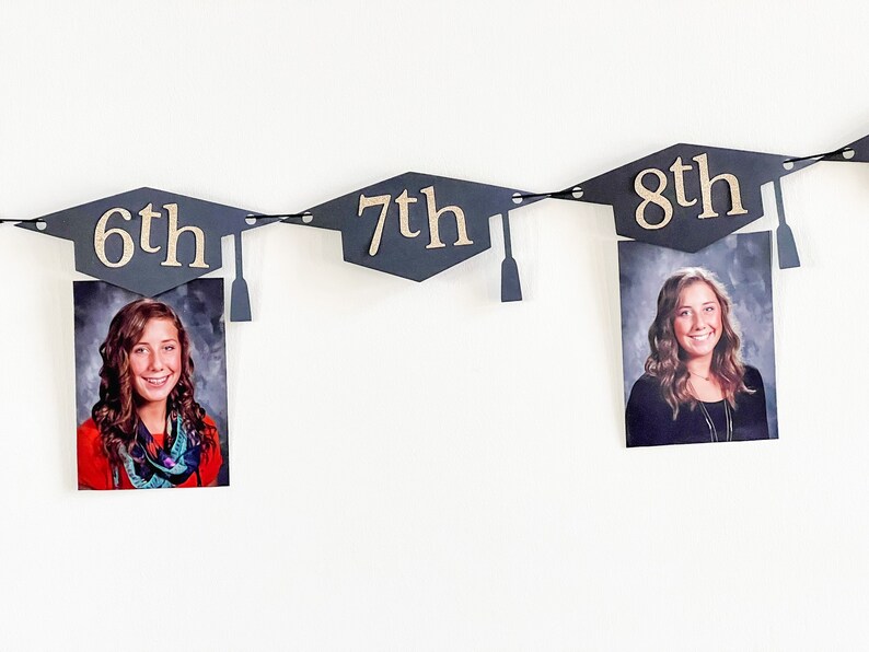Graduation Cap Hat Photo Milestone Banner Garland Decoration - Etsy
