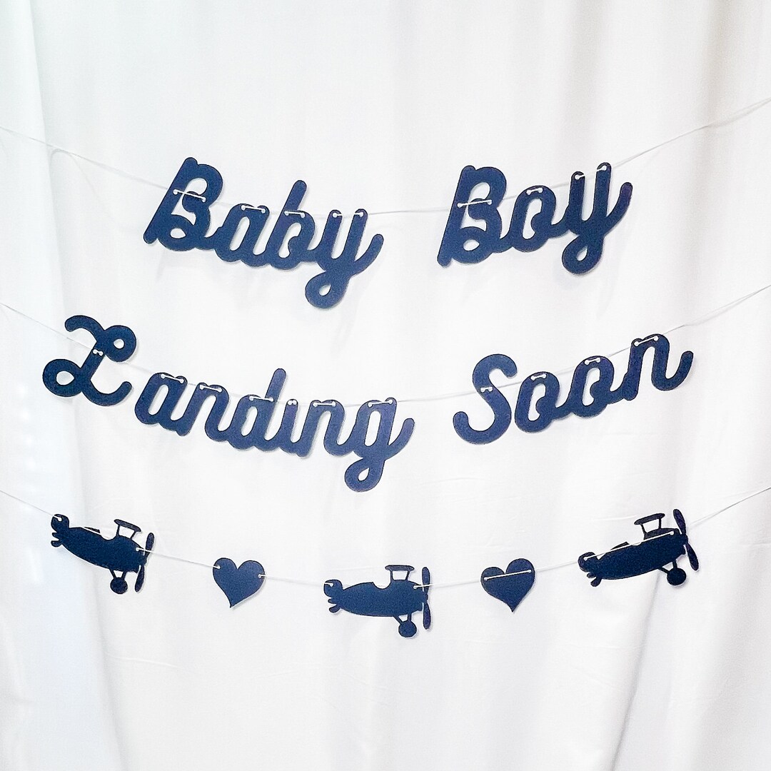 Baby Boy Landing Soon Banner, Baby Shower Banner, Welcome New Baby Boy ...
