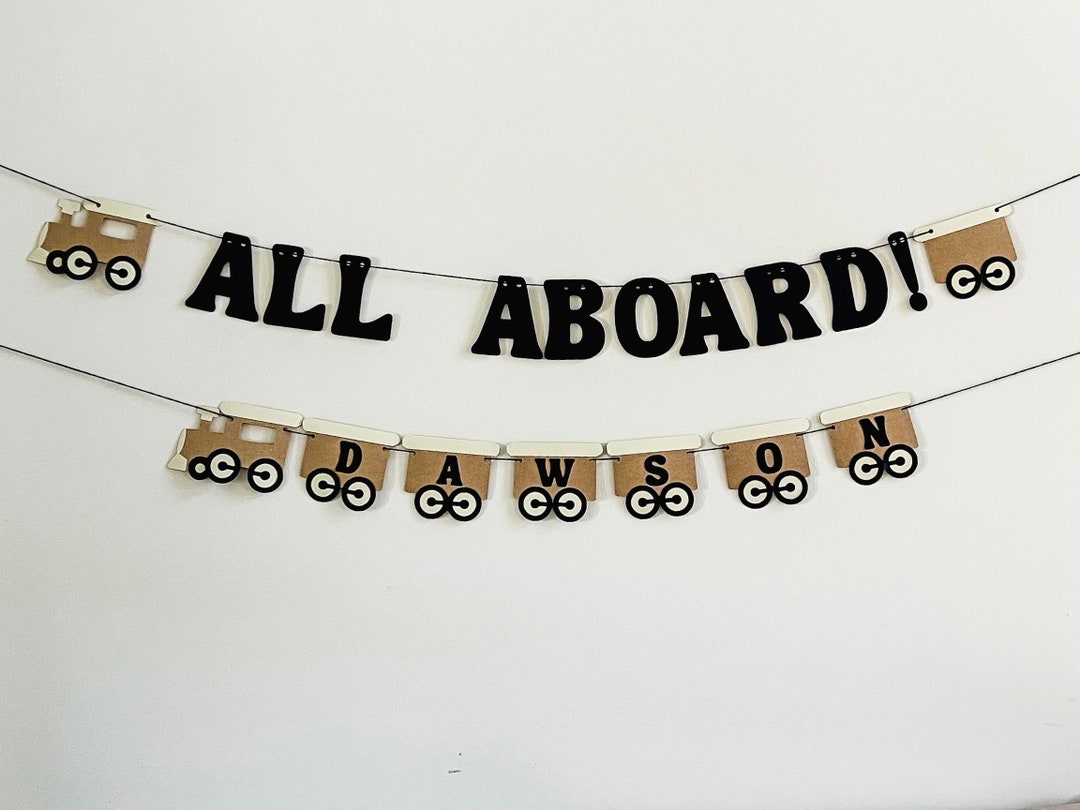 Custom Train Themed Birthday Banner, Personalized Train Banner With ...