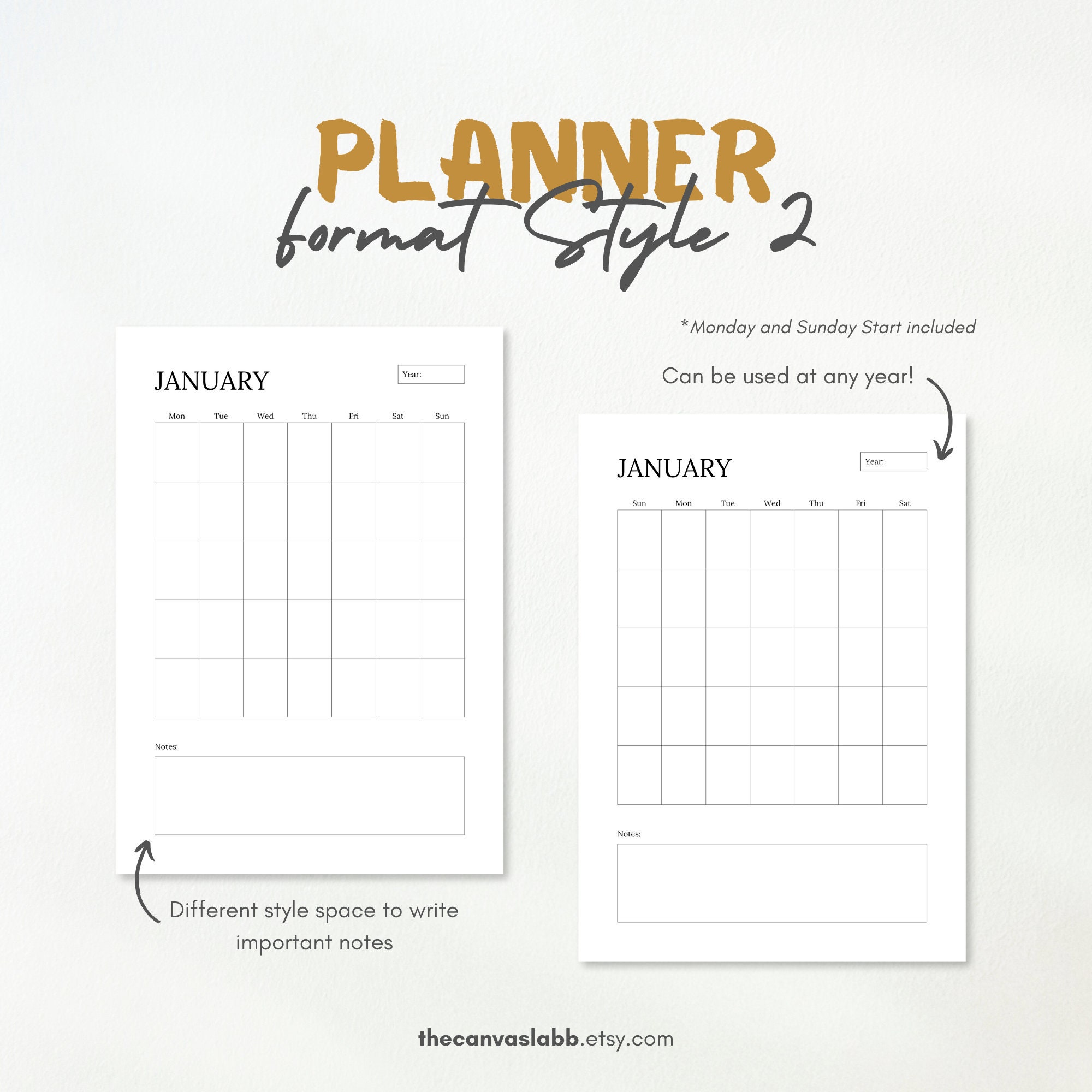 Undated Monthly Planner Printable 12 Months at a Glance - Etsy
