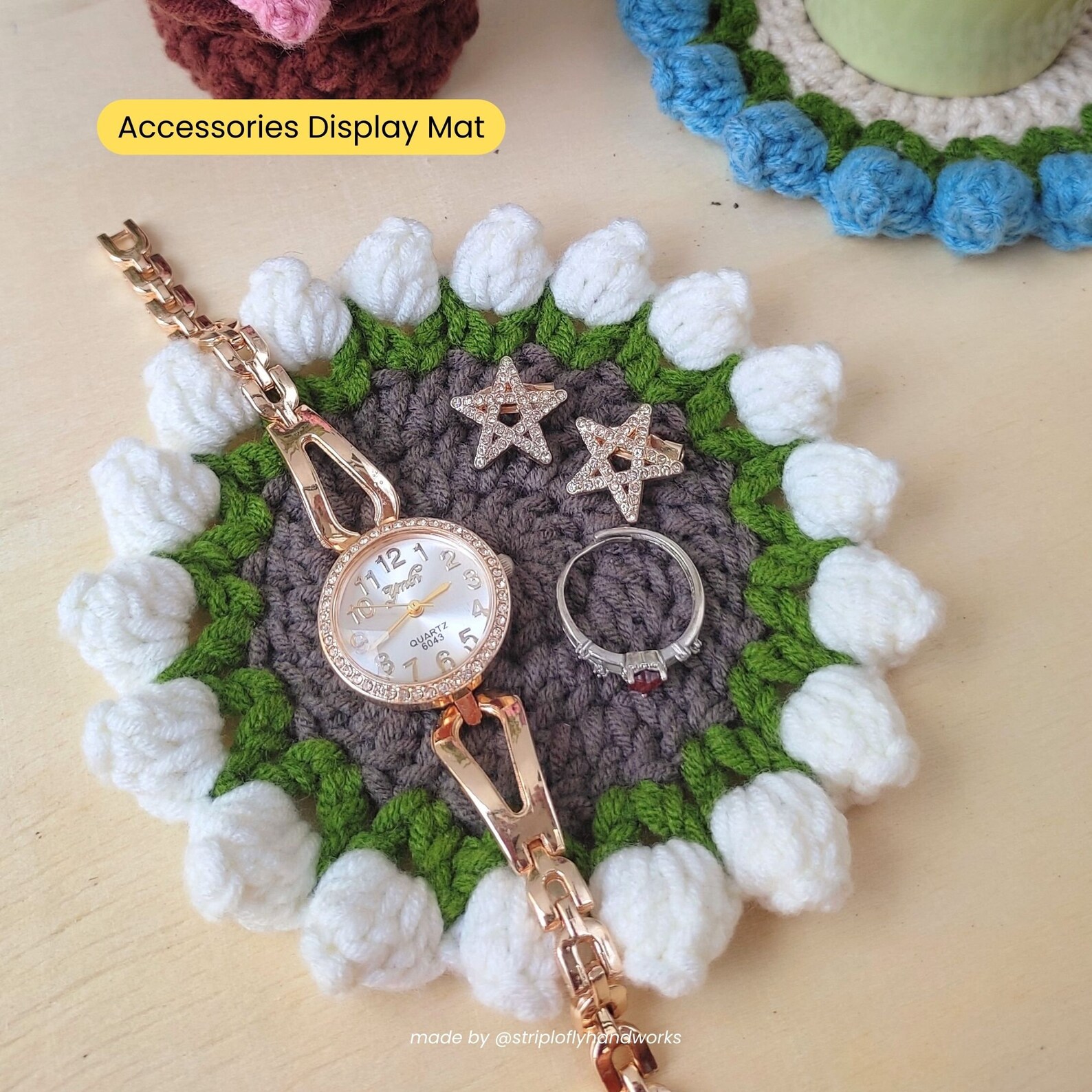 Pastel Tulip Flower Crochet Coaster With Mini Pot Custom Color Drink ...