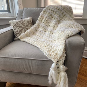 Cream Colored Chunky Crochet Throw - Etsy