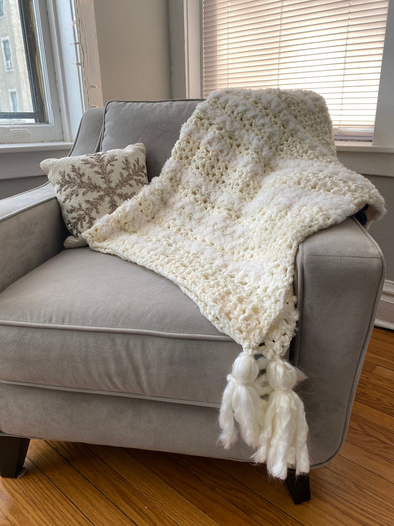Cream Colored Chunky Crochet Throw - Etsy