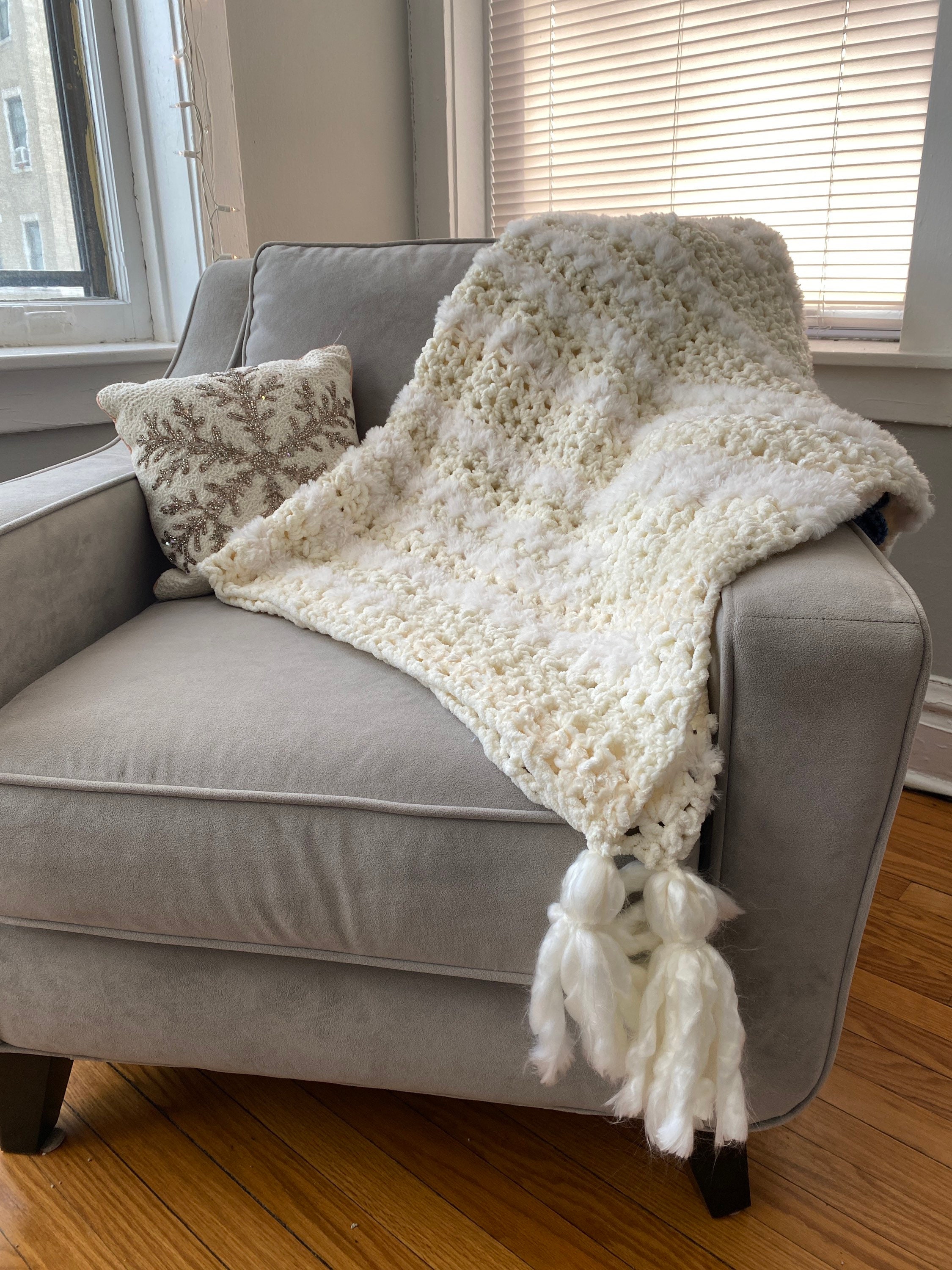 Cream Colored Chunky Crochet Throw - Etsy