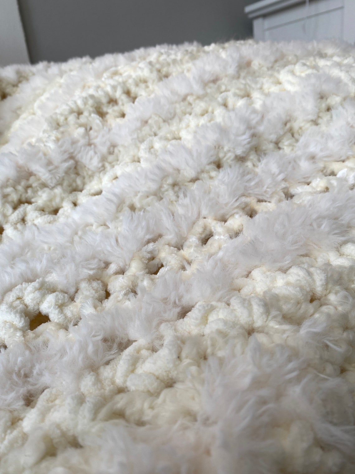 Cream Colored Chunky Crochet Throw - Etsy