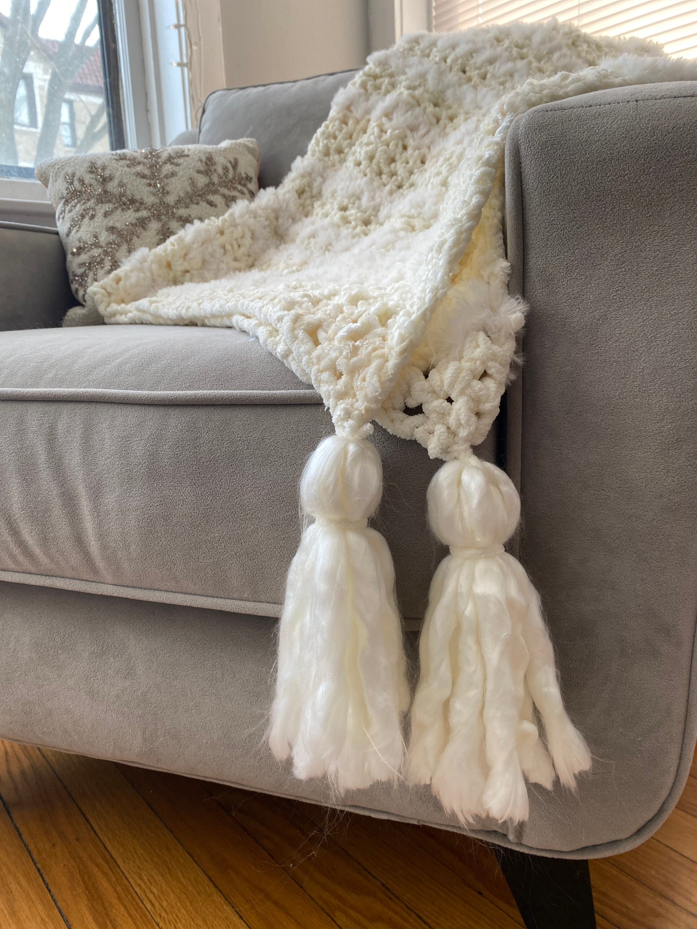 Cream Colored Chunky Crochet Throw - Etsy