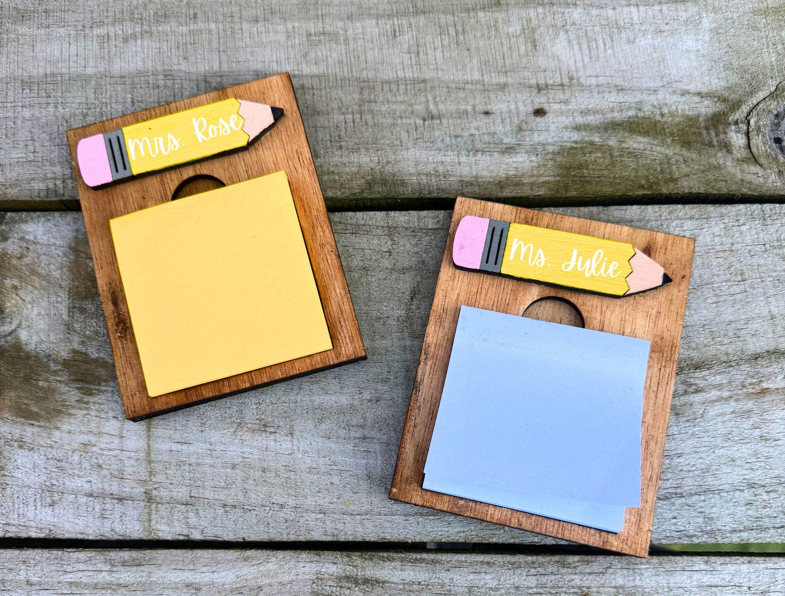 Personalized Teacher Sticky Note Holder: Custom Pencil Desk Organizer ...