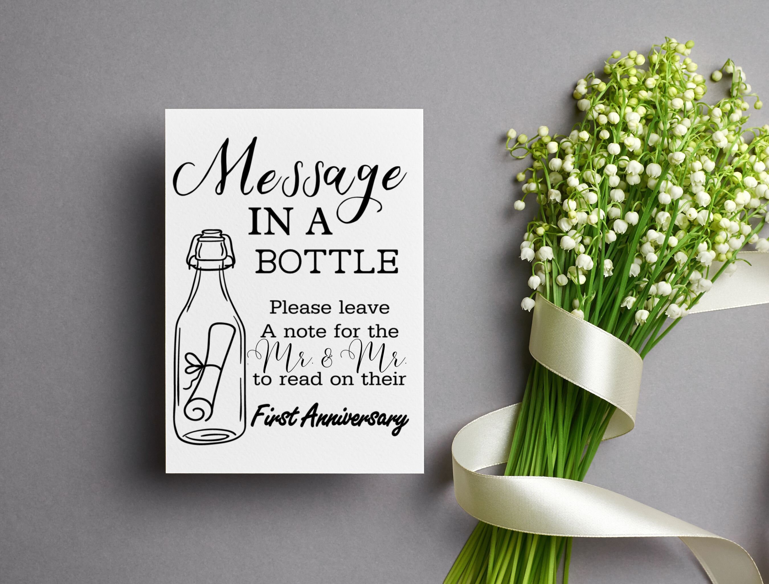 Mr & Mr Message in A Bottle Sign, Same Sex Gay Wedding Guest Book ...