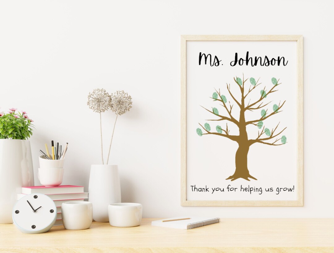 Teacher Fingerprint Tree Canvas Print - Etsy