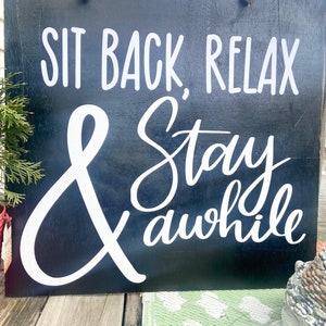 Stay Awhile Porch Sign, Wooden Deck Sign - Etsy