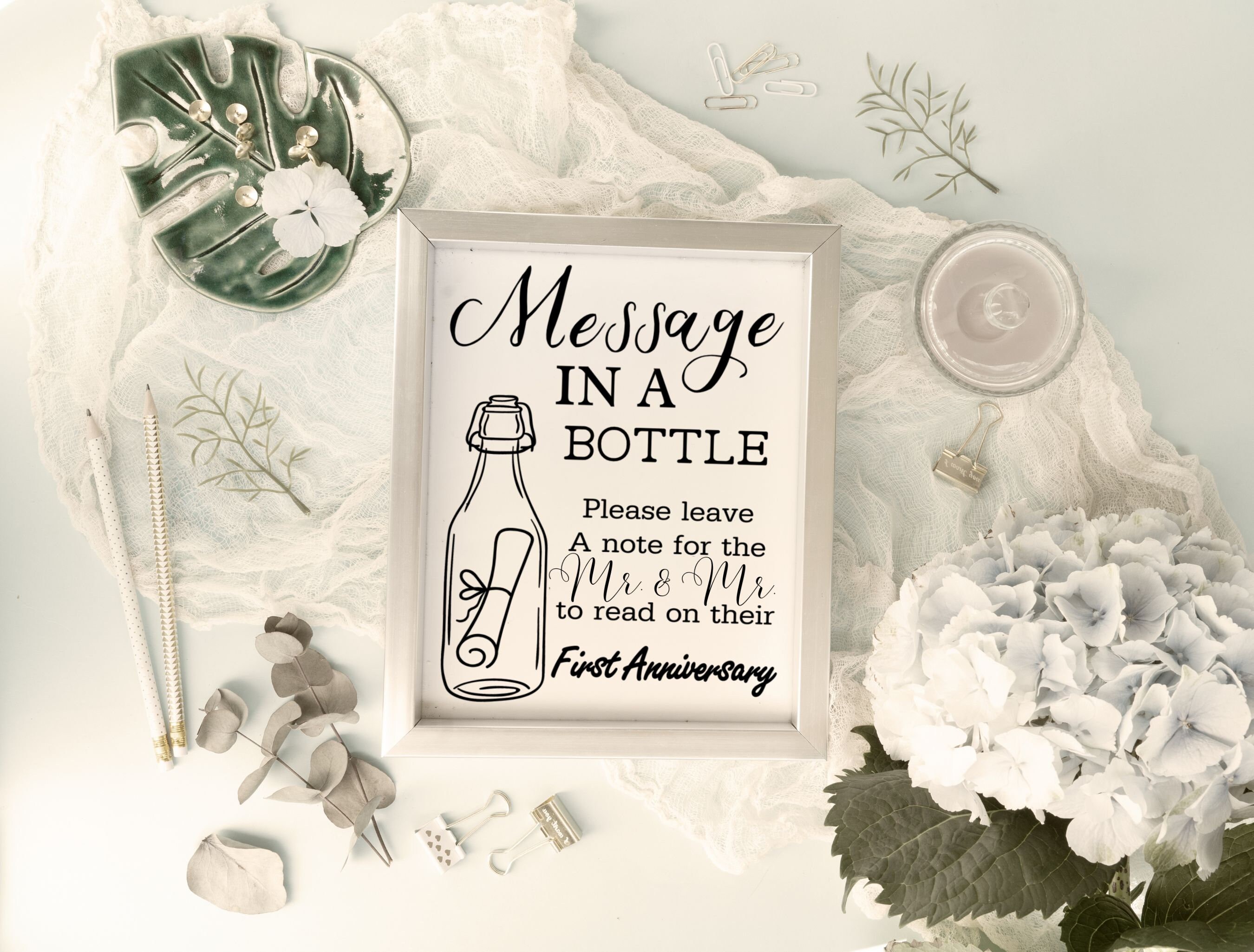 Mr & Mr Message in A Bottle Sign, Same Sex Gay Wedding Guest Book ...